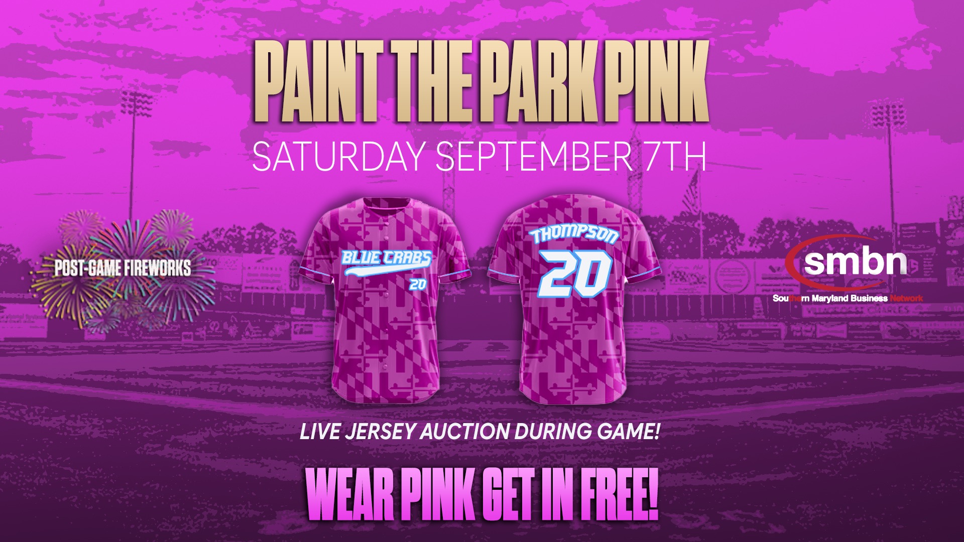 Saturday, September 7th is our annual Paint The Park Pink Game! The Pink Jerseys presented by ...